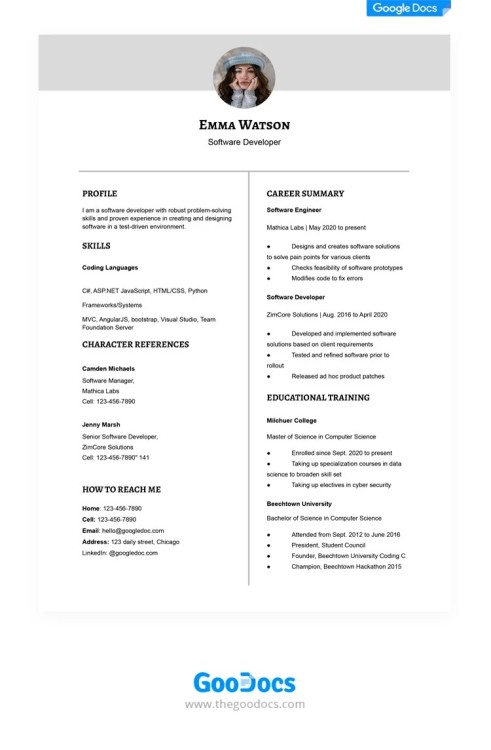 Make the best possible resume with templates in Google Docs. Create a ...