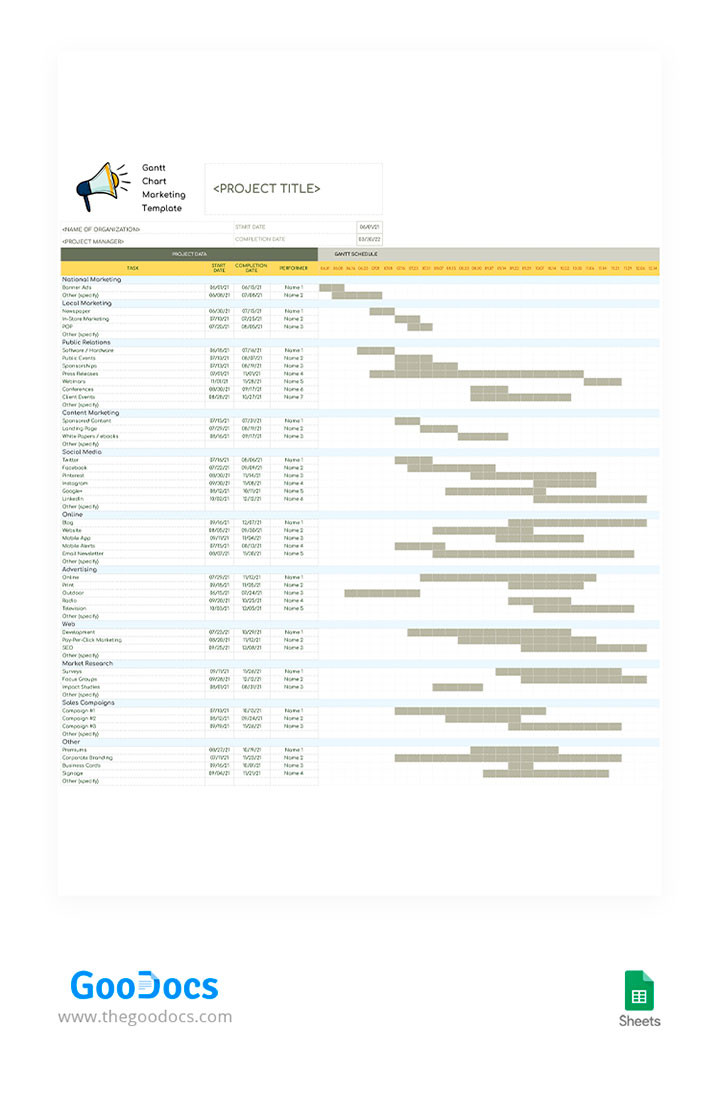 25+ Free Gantt Chart Templates in Google Sheets| 4Templates.com