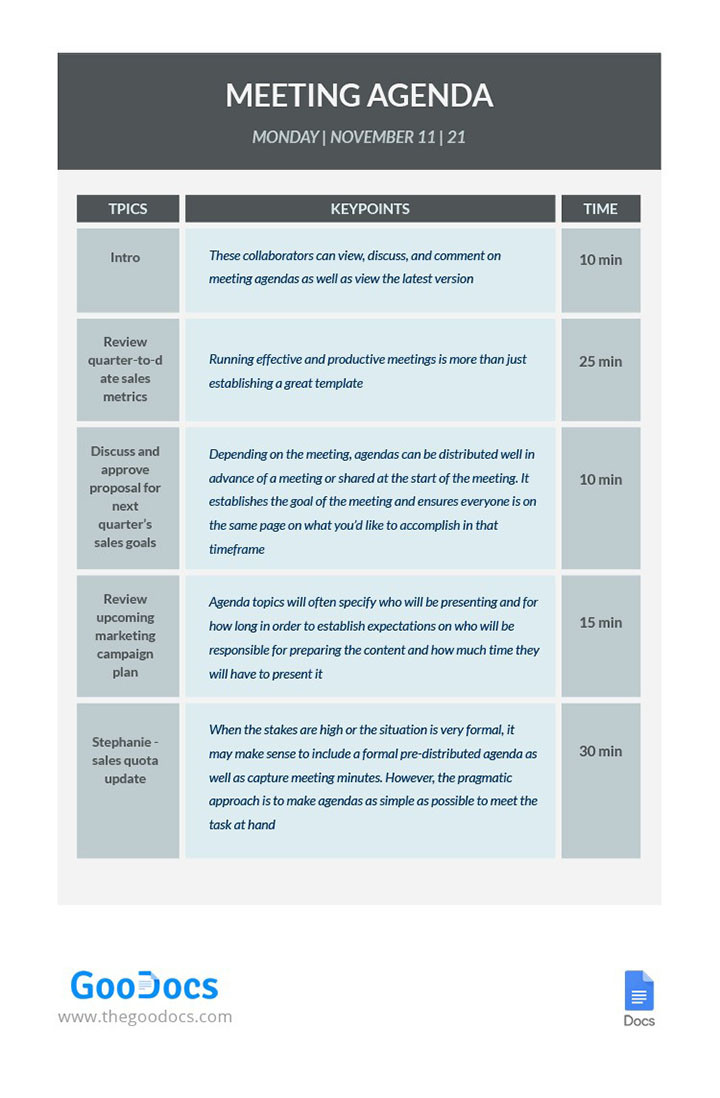 Google Sheets Agenda Template Prntbl concejomunicipaldechinu gov co