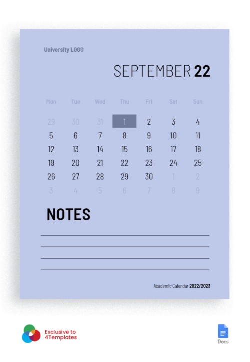 30+ Beautiful Calendar Templates in Google Docs | 4Templates.com