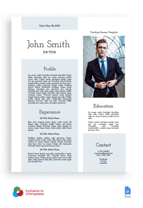 30 Free Editable Google Docs CV and Resume Templates for Teachers and ...